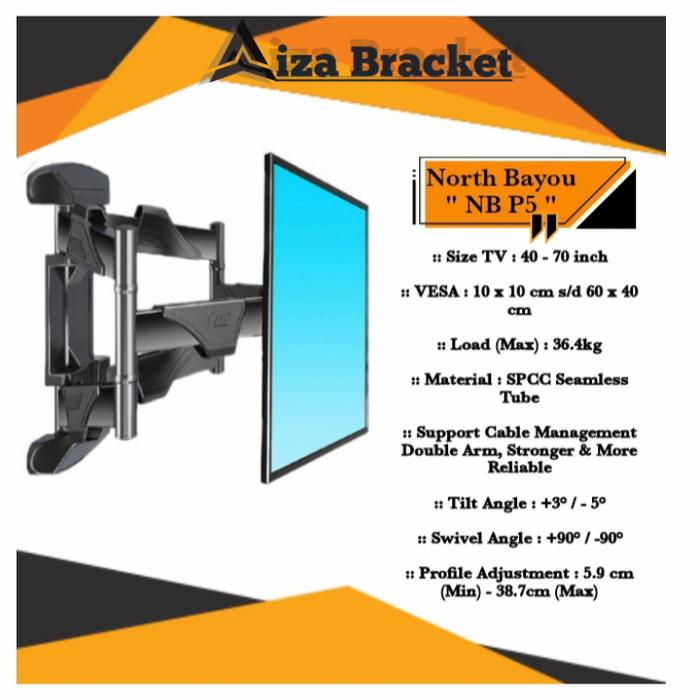 Jual Bracket TV North Bayou NB P5 Full Motion 60 55 50 43 32 Inch ...