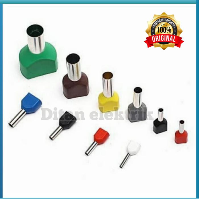 Jual skun twin ferrules 2.5mm GREY TE2510 skun ferrules 2 kabel TE-2510 ...