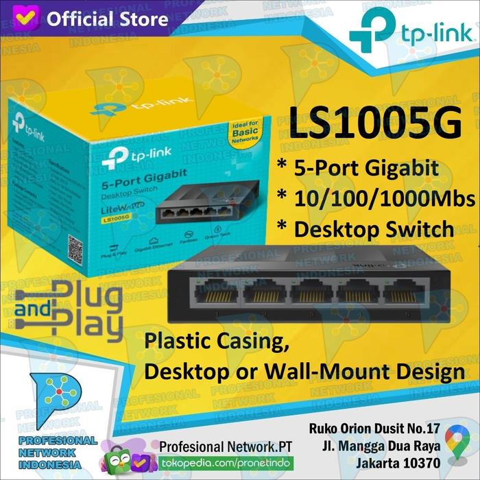 Jual TP-LINK LS1005G 5-Port Gigabit Desktop Switch tplink TL-LS1005G - Jakarta Pusat ...