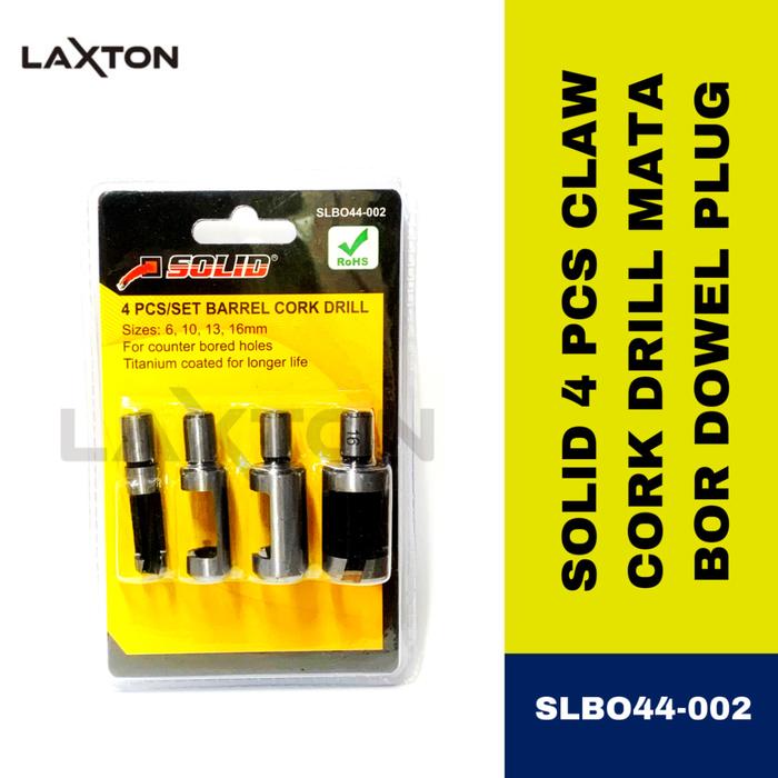 Jual MATA BOR DOWEL SOLID 4PCS BARREL CORK DRILL SET WOOD KAYU SLBO44 ...