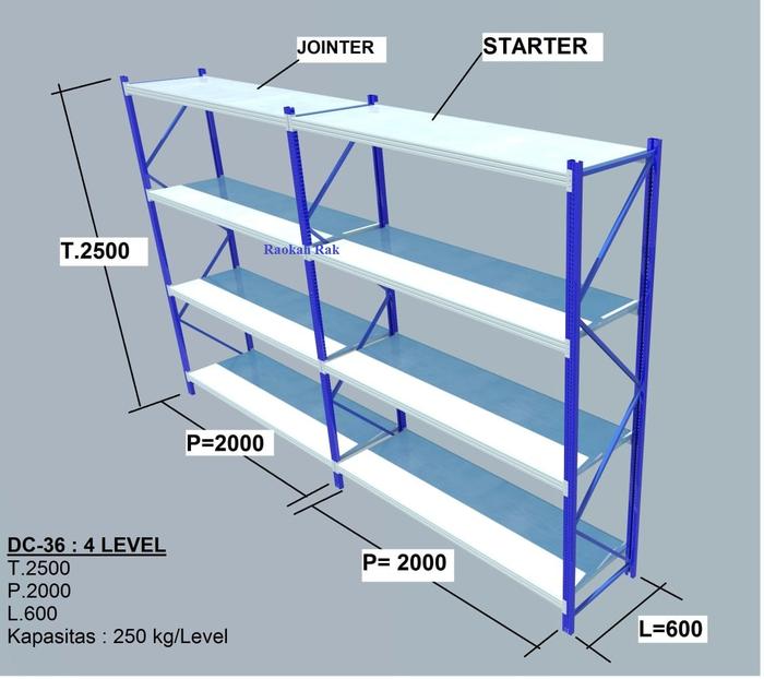 Jual Rak Gudang T2500 kapasitas 250kg/Level Jointer 4-susun Tipe Dc-36 ...