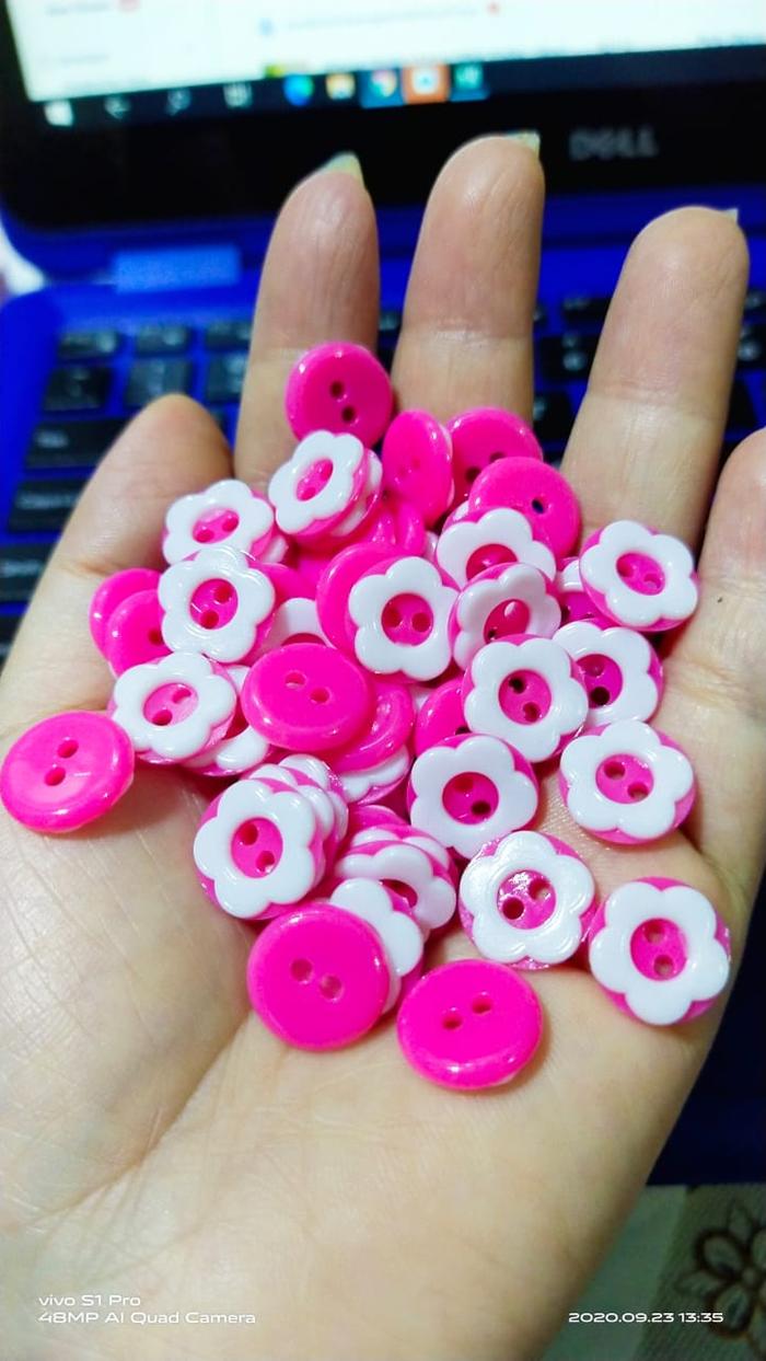 Jual kancing baju diameter 15 mm - kancing bunga sakura isi 50 pcs ...
