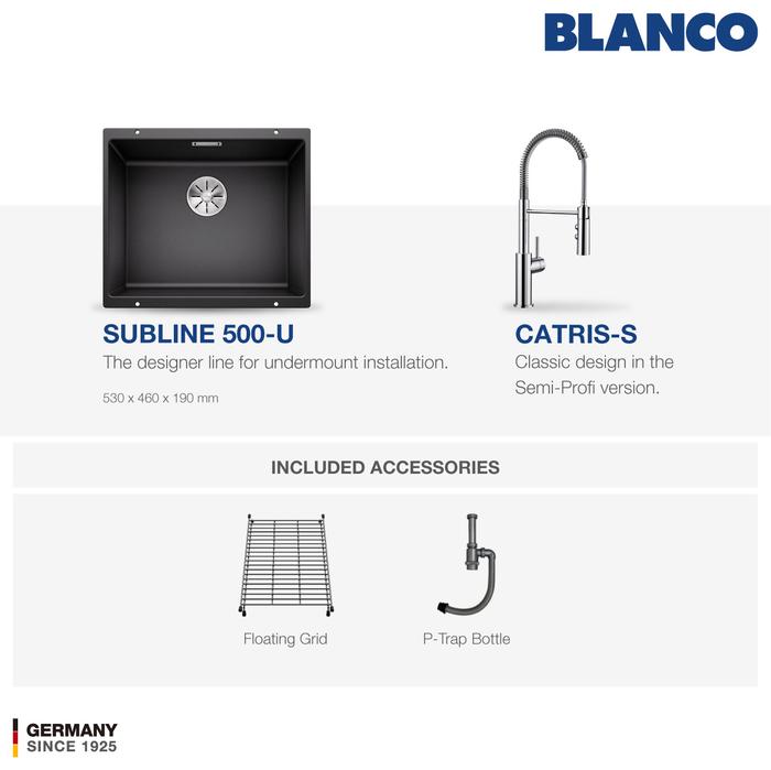 Promo BLANCO Subline 500-U Silgranit Sink+ Kran Air BLANCO Catris-S ...