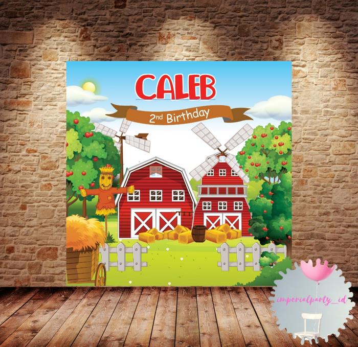 Jual Custom Backdrop Banner Spanduk Happy Birthday Farm Petani Sawah ...