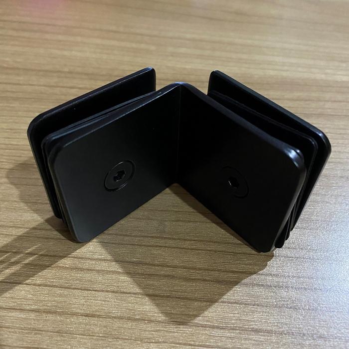 Jual GLASS CLIP Connector L Shape Kaca Kaca Matt Black Konektor Kaca ...