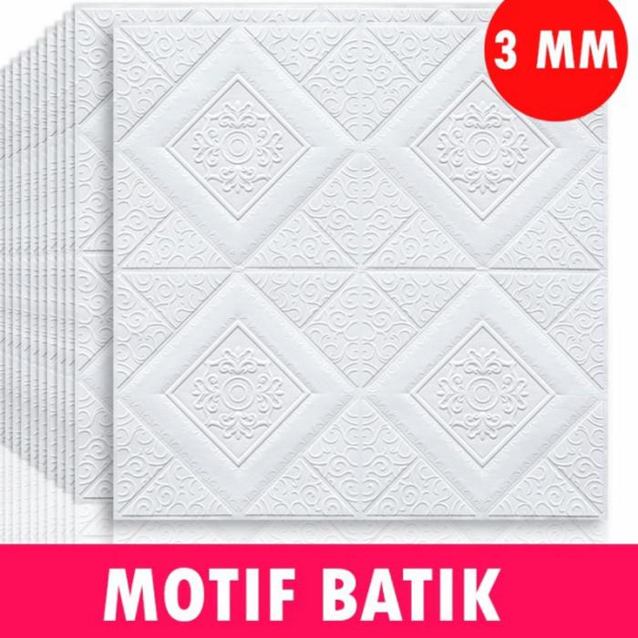 Jual wallpaper foam 3D peredam panas plafon dan dinding -batik putih ...