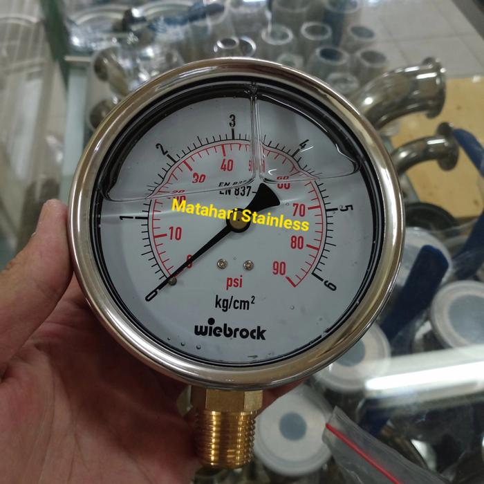 Jual Pressure Gauge Manometer Stainless 4 " inchi 6 Bar 90 Psi - Jakarta Barat - Matahari ...