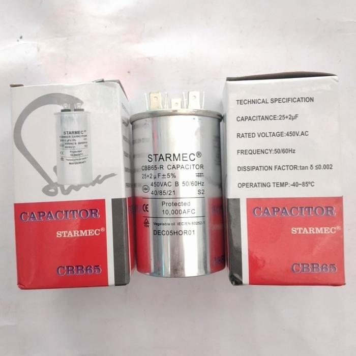 Jual Kapasitor AC Capacitor AC 25 + 2 UF / 25/2 Mikro Merk Starmec ...