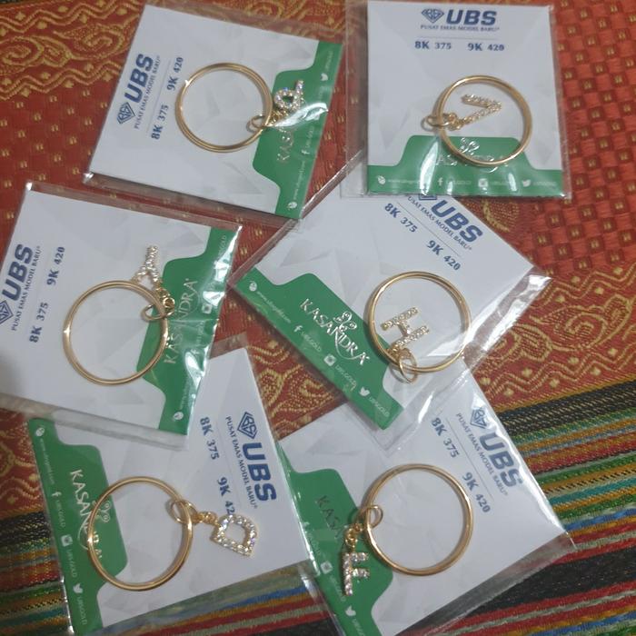 Jual liontin kalung ring bulat inisial huruf ubs emas asli 375 p d f v ...