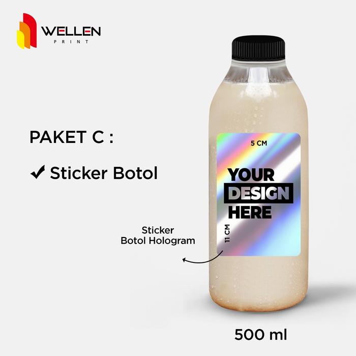 Jual Cetak Sticker Label botol Hologram custom / print stiker Kemasan ...