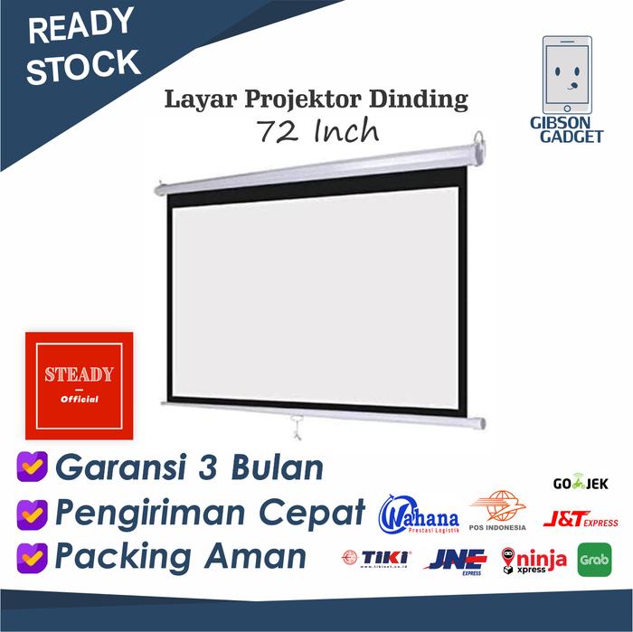 Jual Layar Proyektor Dinding Screen Projector Wall Mount Manual Roll ...
