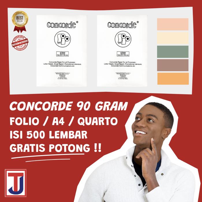 Promo Kertas Concorde Ukuran F4 A4 Kuarto 90 Gram Isi 500 Lembar Warna ...