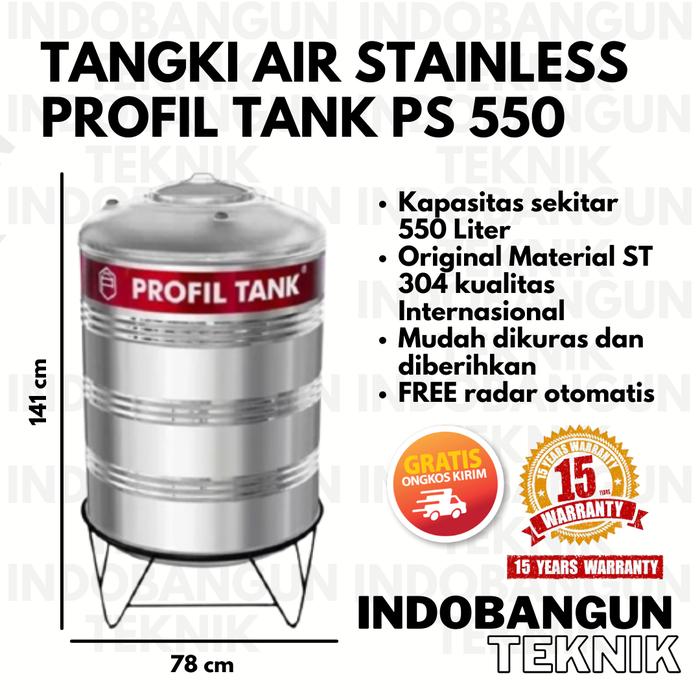Jual Toren Tangki Tandon Air Profil Tank Stainless PS 500 Liter 550 ...
