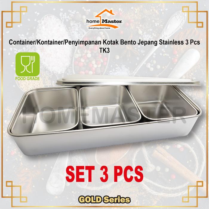 Jual Container/Kontainer/Penyimpanan Kotak Bento Jepang Stainless 3 Pcs ...
