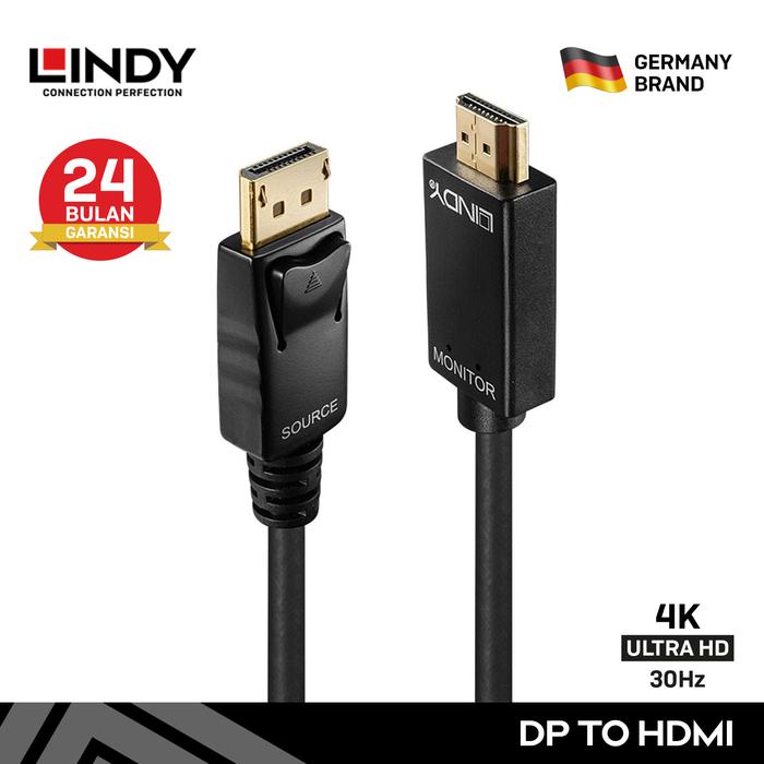 Promo Kabel Adapter DP DisplayPort to HDMI LINDY 4K 30Hz, 5M Cicil 0% ...