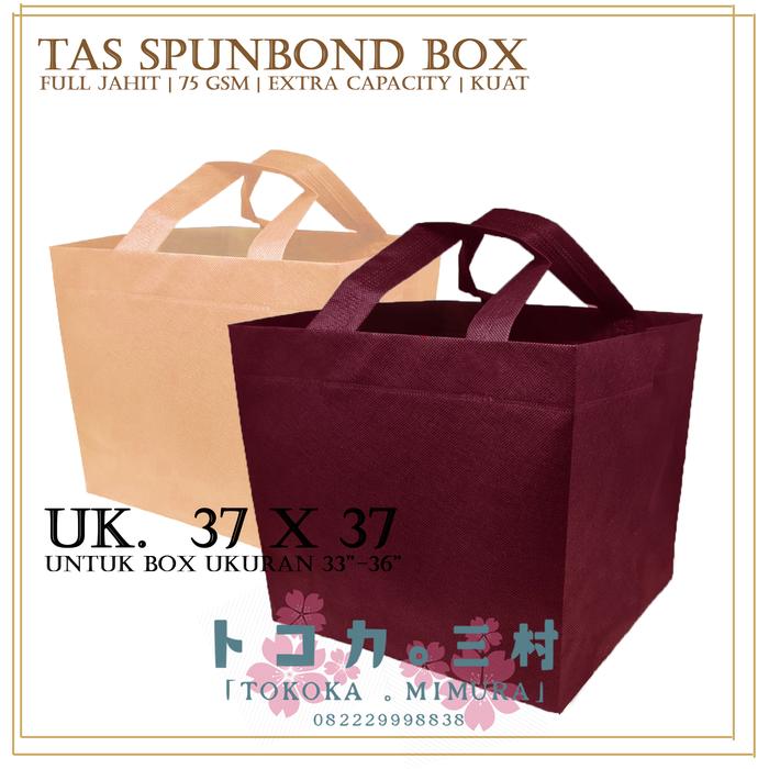 Jual [Premium] Tas Spunbond Box Kue dan Kotak Nasi 35 x 35 - Goodie Bag - Cokelat - Kota ...