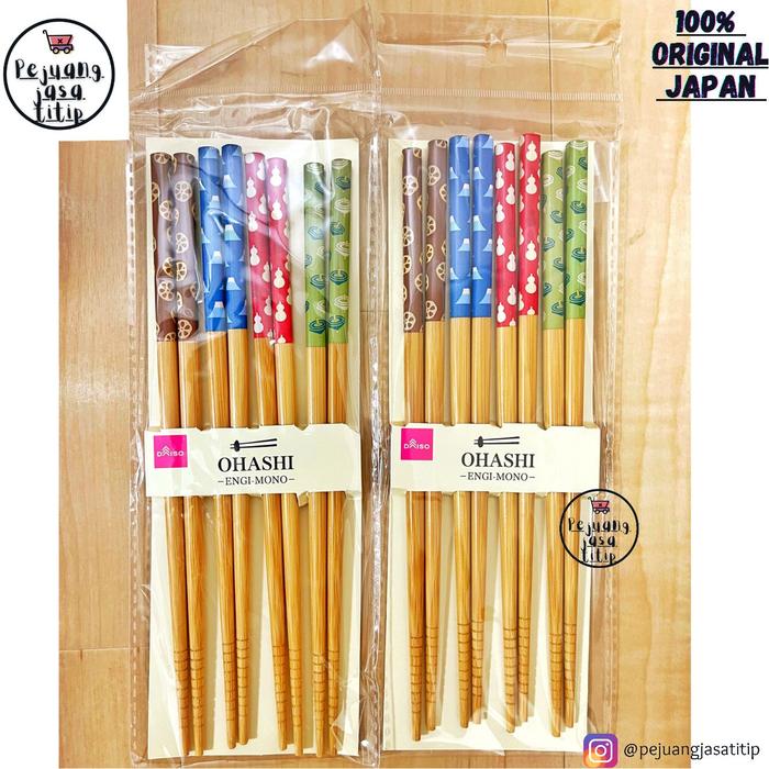 Jual 5 Set Sumpit Kayu Makan, Chopstick Original Jepang / Korea Daiso ...