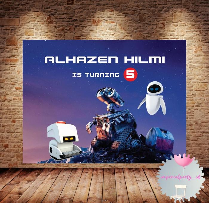 Jual Custom Backdrop Banner Spanduk Happy Birthday WALL E - 2x2 m ...