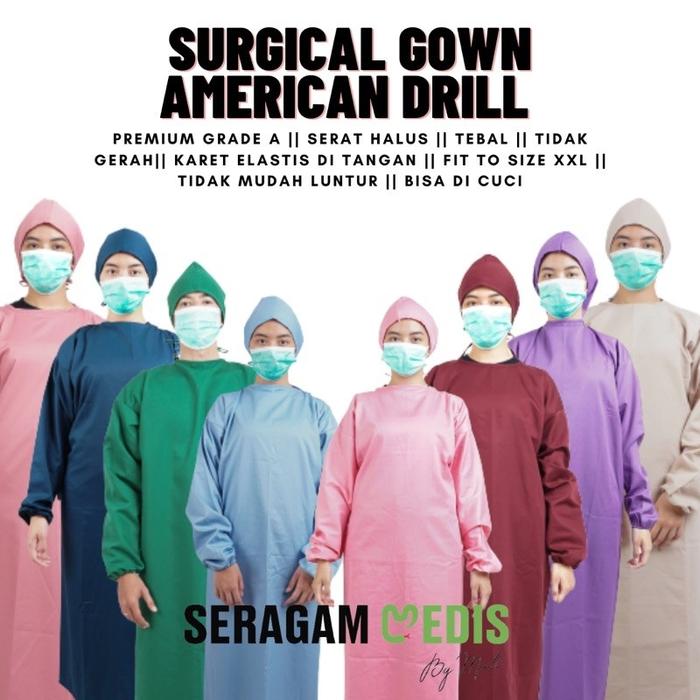 Jual Surgical Gown Medis Bahan American Drill / Baju APD / Jubah ...