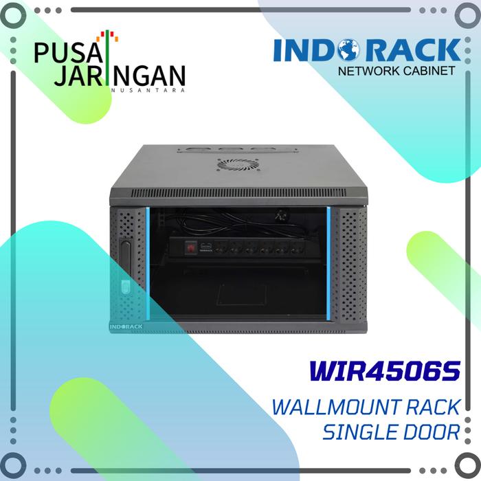 Jual INDORACK WIR4506S Wallmount Rack 6U Depth 450mm Single Door Glass ...