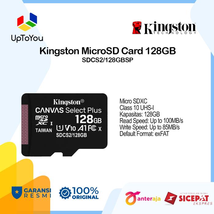 Jual Kingston MicroSD Card Canvas Select Plus Class 10 128GB SDCS2/128GBSP - Jakarta Utara ...