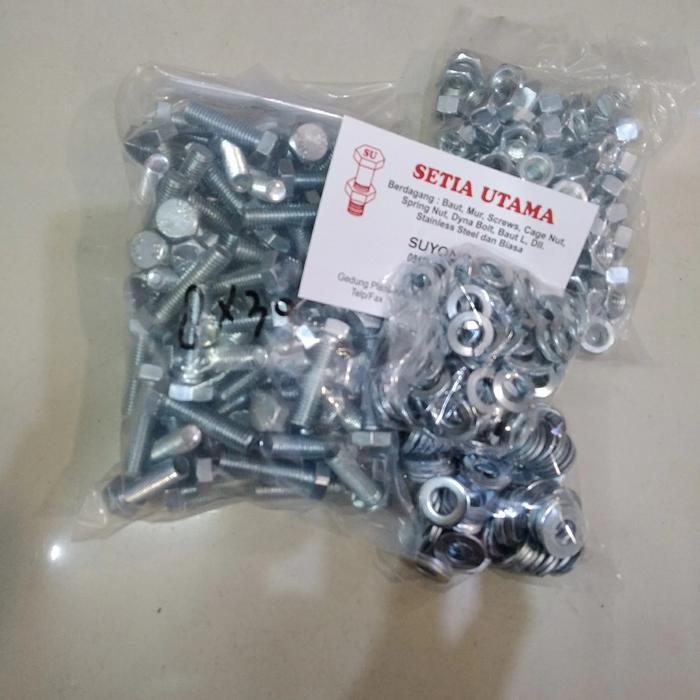 Jual baut + mur+ring plat+ring ver putih m8x30mm - Jakarta Pusat ...