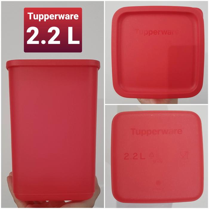 Jual Tupperware Tall Summer Fresh Square 2.2 L Merah Toples Makanan ...