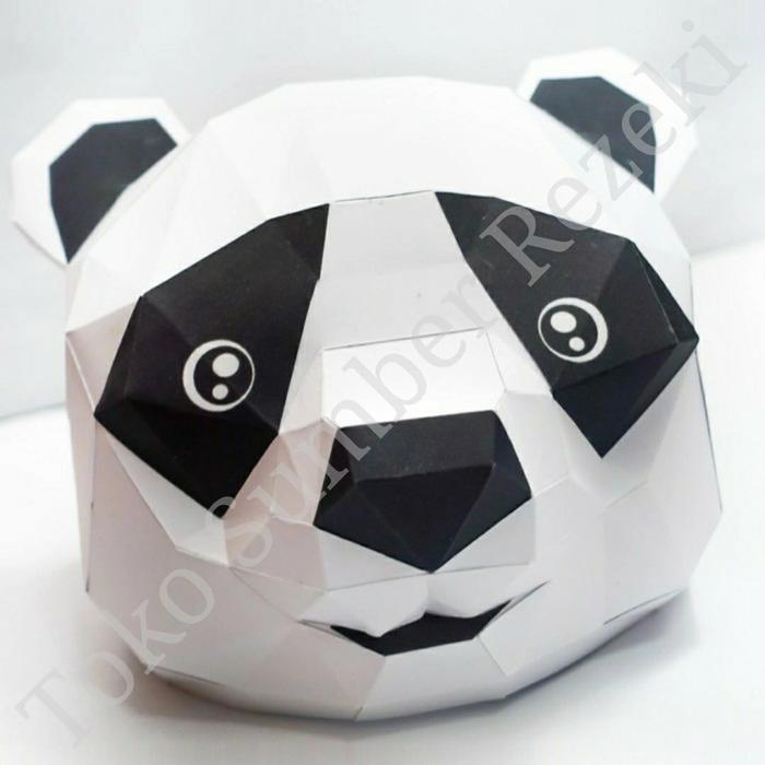 Jual Bear Mask DIY Papercraft Pola 3D Topeng Panda Head Paper Craft ...