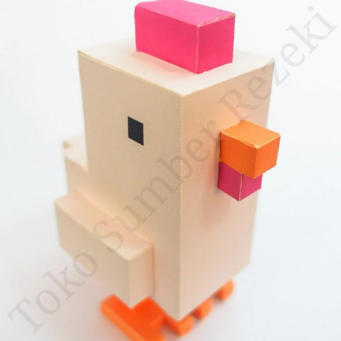 Jual Ayam DIY Papercraft 3D Crossy Road Head Paper Craft Pola Chicken ...