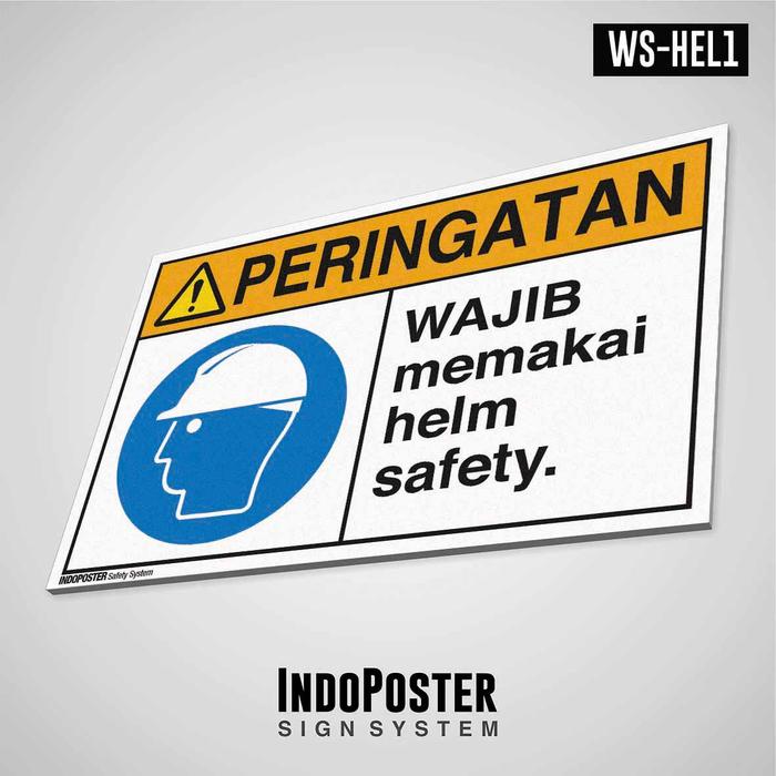 Jual Safety Sign K3 PVC ANSI Peringatan Wajib Memakai Helm Safety M ...