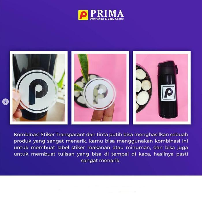 Jual Cetak Stiker Transparant Tinta Putih A3+ - Kota Yogyakarta - Prima ...