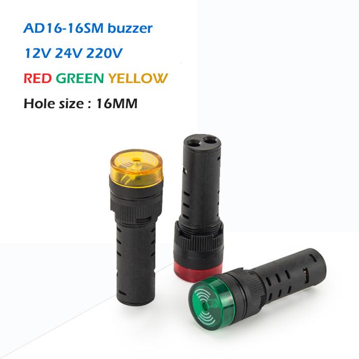 Jual 12V 24V 220V 16mm Flash Buzzer AD16 16SM LED Light Pilot Lamp ...