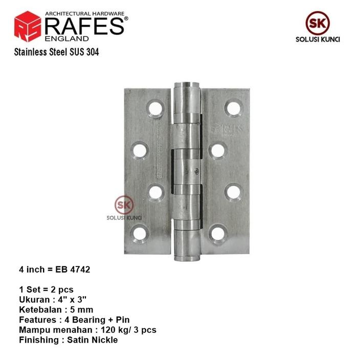 Promo ENGSEL PINTU / HINGES RAFES ENGLAND STAINLESS STEEL SUS 304 / 5mm ...
