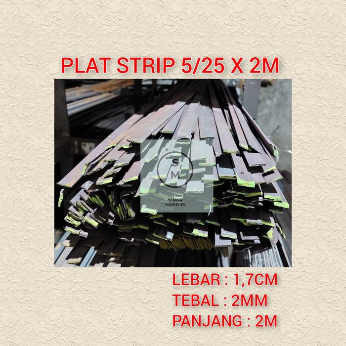 Jual Plat Strip Lebar 1,7cm Tebal 2mm Panjang 2 Meter (Strip 5/25 x 2M ...