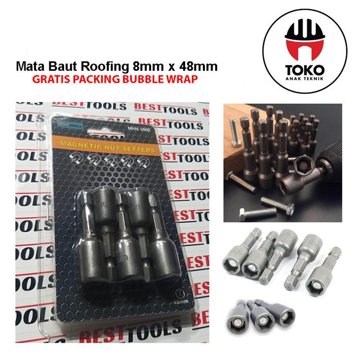 Jual Mata Baut Roofing 8mm x 48mm / Magnetic Nut Setter / Magnetic Hex ...
