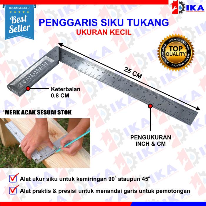 Jual Siku tukang 12 inch / alat garis ukur / penggaris besi bangunan ...