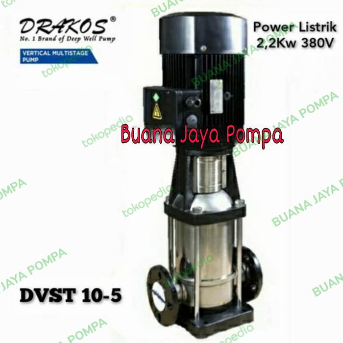 Jual Pompa Booster 3 HP Drakos DVST 10-5 2,2 KW 380V Vertical Multistage - Jakarta Barat - BUANA ...