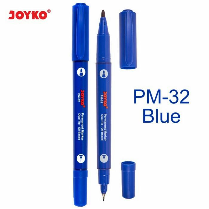 Jual Permanent Marker / Spidol Permanent Joyko Dual Tip - Biru ...