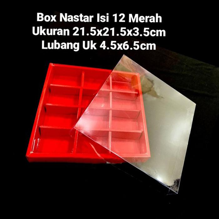 Jual dus nastar merah sekat 12 lubang box mika kemasan kotak kue ...
