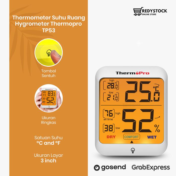 Jual Thermometer hygrometer humidity | termometer suhu ruang thermopro TP53 - Kota Tangerang ...