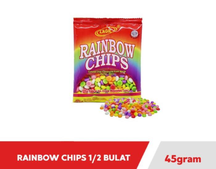 Jual Lagie Coklat Choco Chips Rainbow 1/2 Bulat 45 gr Cokelat Chip ...