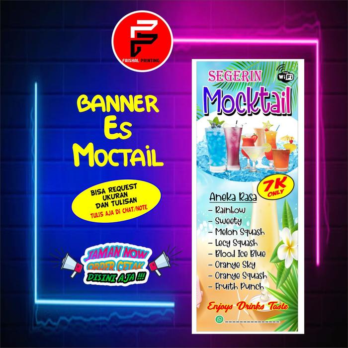 Jual Spanduk Es Mocktail Banner Es Mojito Backdrop ES ukuran 0,6 x 1,6 ...