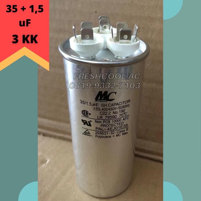 Jual KAPASITOR AC / CAPACITOR AC LG 3 KAKI 35/1,5 uF (MERK MC) 35/1,5 MIKRO - Jakarta Utara ...