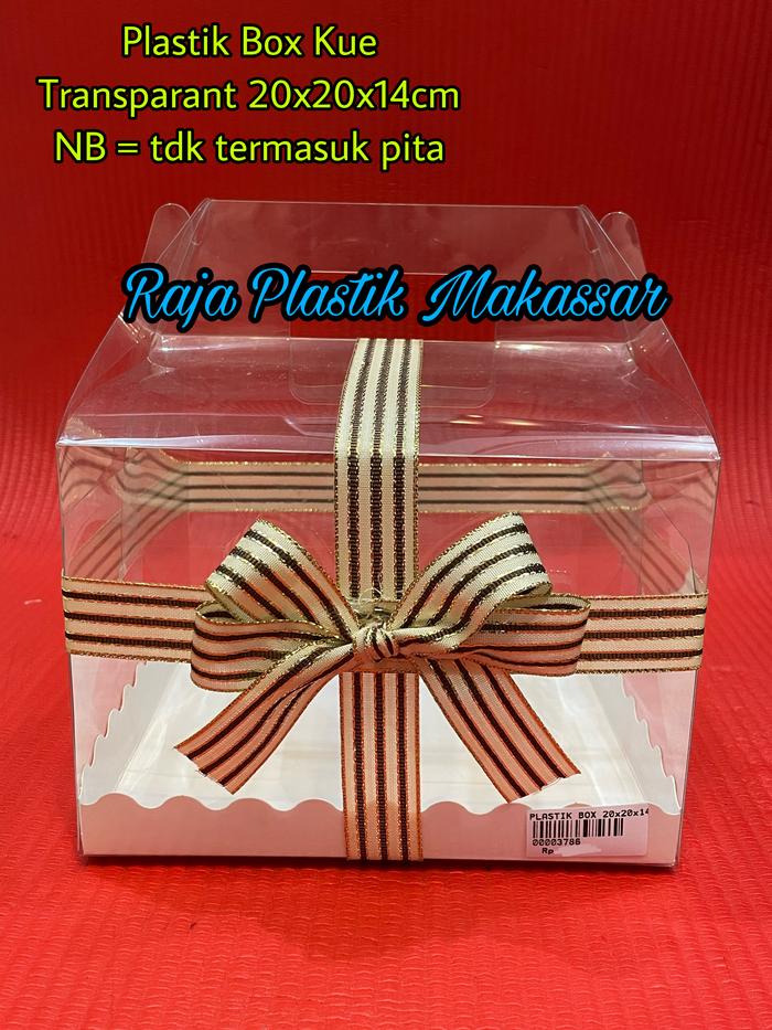 Jual Plastik Box Kue Transparant 20x20x14cm / Box Cake Hampers ...