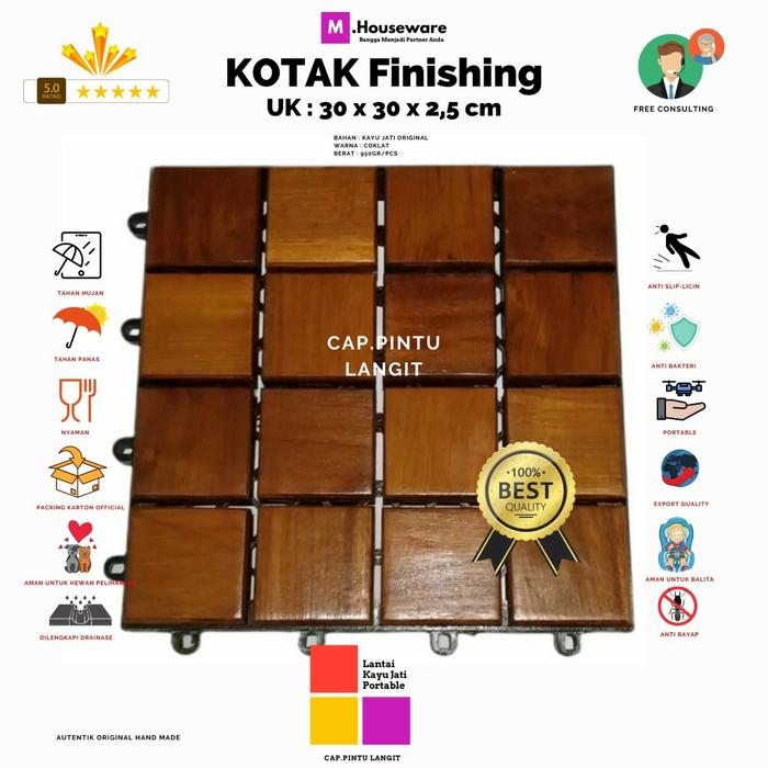 Jual Decking tile lantai kayu jati bongkar pasang 30x30 cm Kayu ...