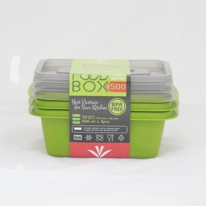 Jual KOTAK MAKAN NASI BEKAL SAYUR ISI 3 PCS PLASTIK FOOD BOX VICTORY ...