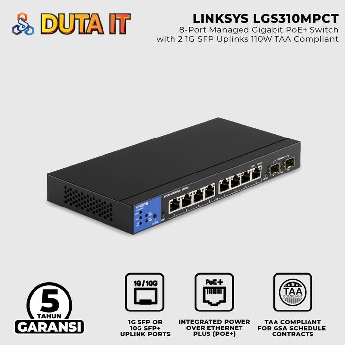 Jual Linksys LGS310MPC-EU 8-Port Managed Gigabit PoE+ Switch, 2 1G SFP ...