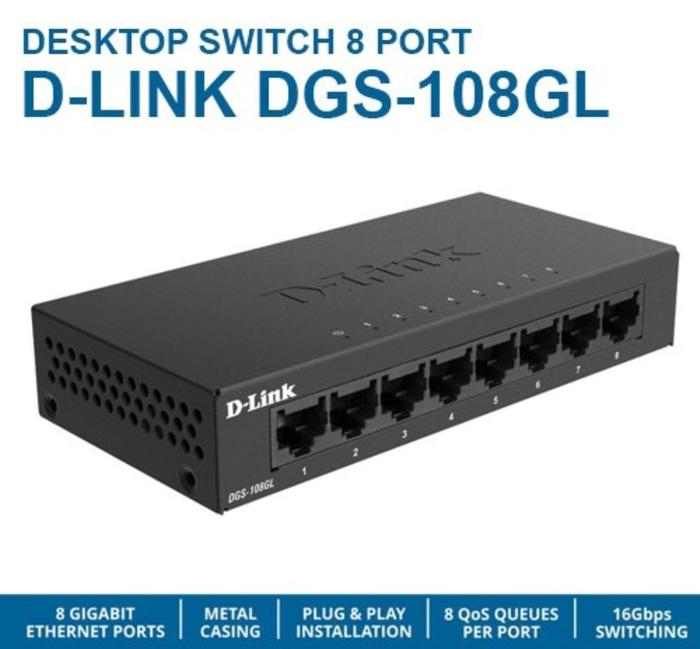 Jual DLINK SWITCH HUB 8 PORT GIGABIT 10/1000 DGS-108 DGS108 - Kota ...