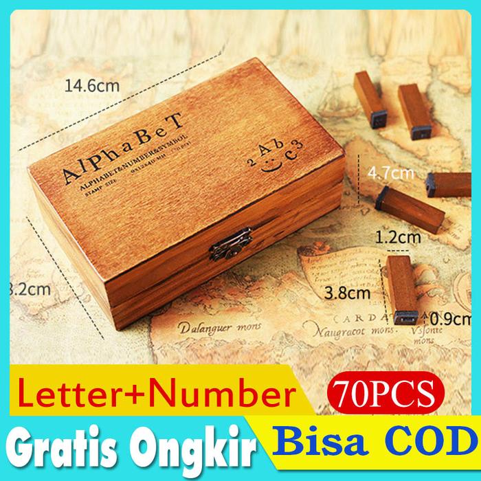 Jual 70Pcs Cap Stampel huruf dan angka kayu Alphabet Stamp - Kota ...