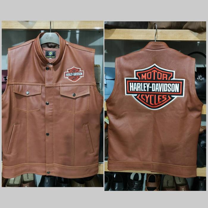 Jual Jaket Rompi Kulit Asli Domba Super Harley Davidson - Tan, L - Kota ...
